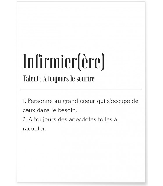 Affiche définition métier Infirmier | L’Afficherie