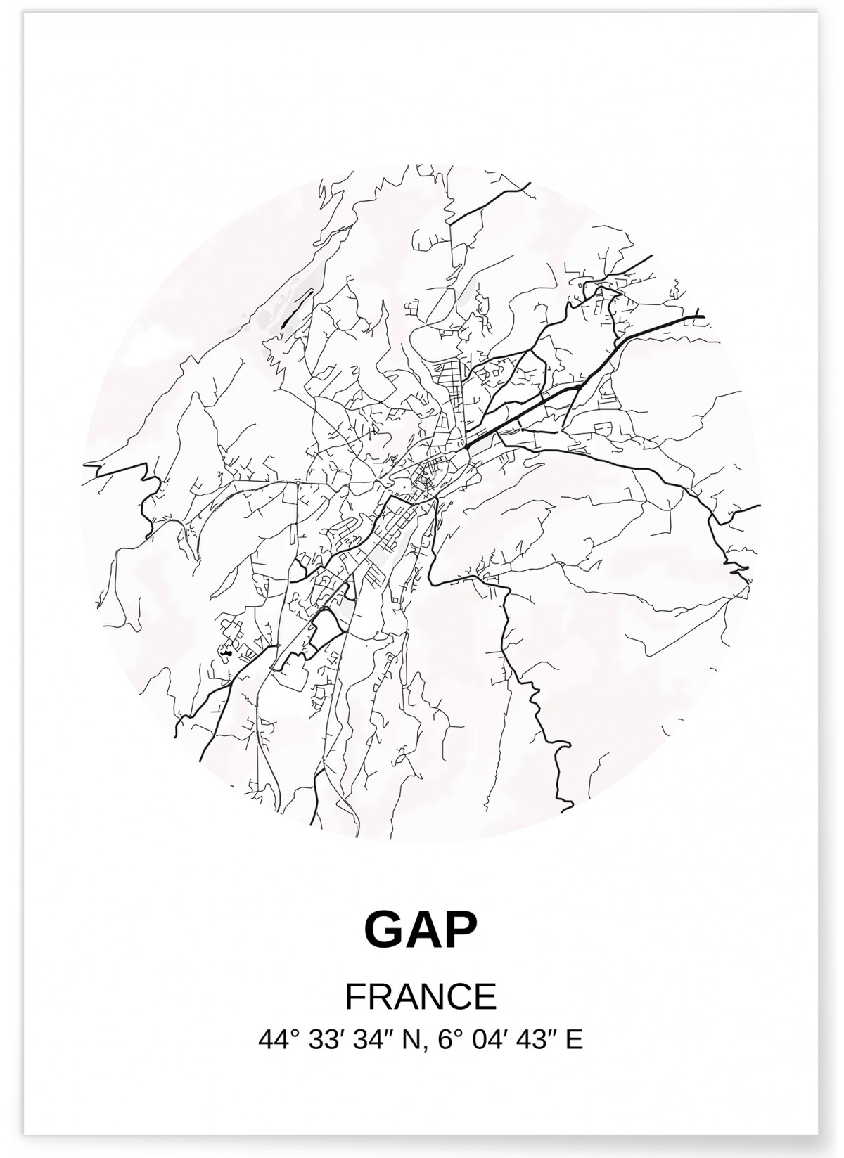 Carte Gap, Affiche Ville à afficher dans le salon | L’Afficherie