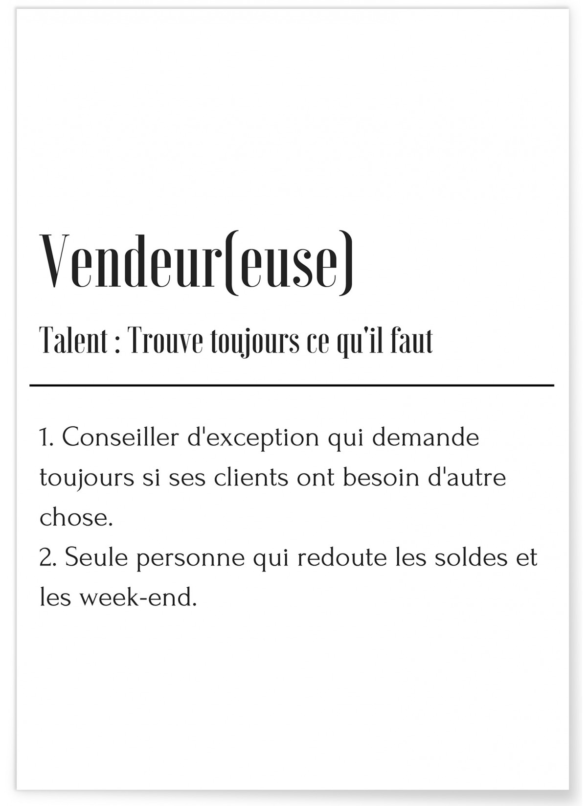 Affiche définition métier Vendeur| L’Afficherie Affiche définition métier Vendeur| L’Afficherie
