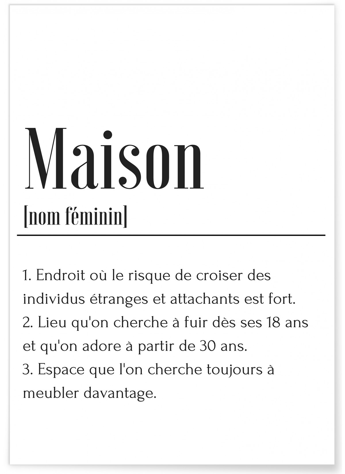 Affiche Définition Maison, idéal pour offrir | L’Afficherie