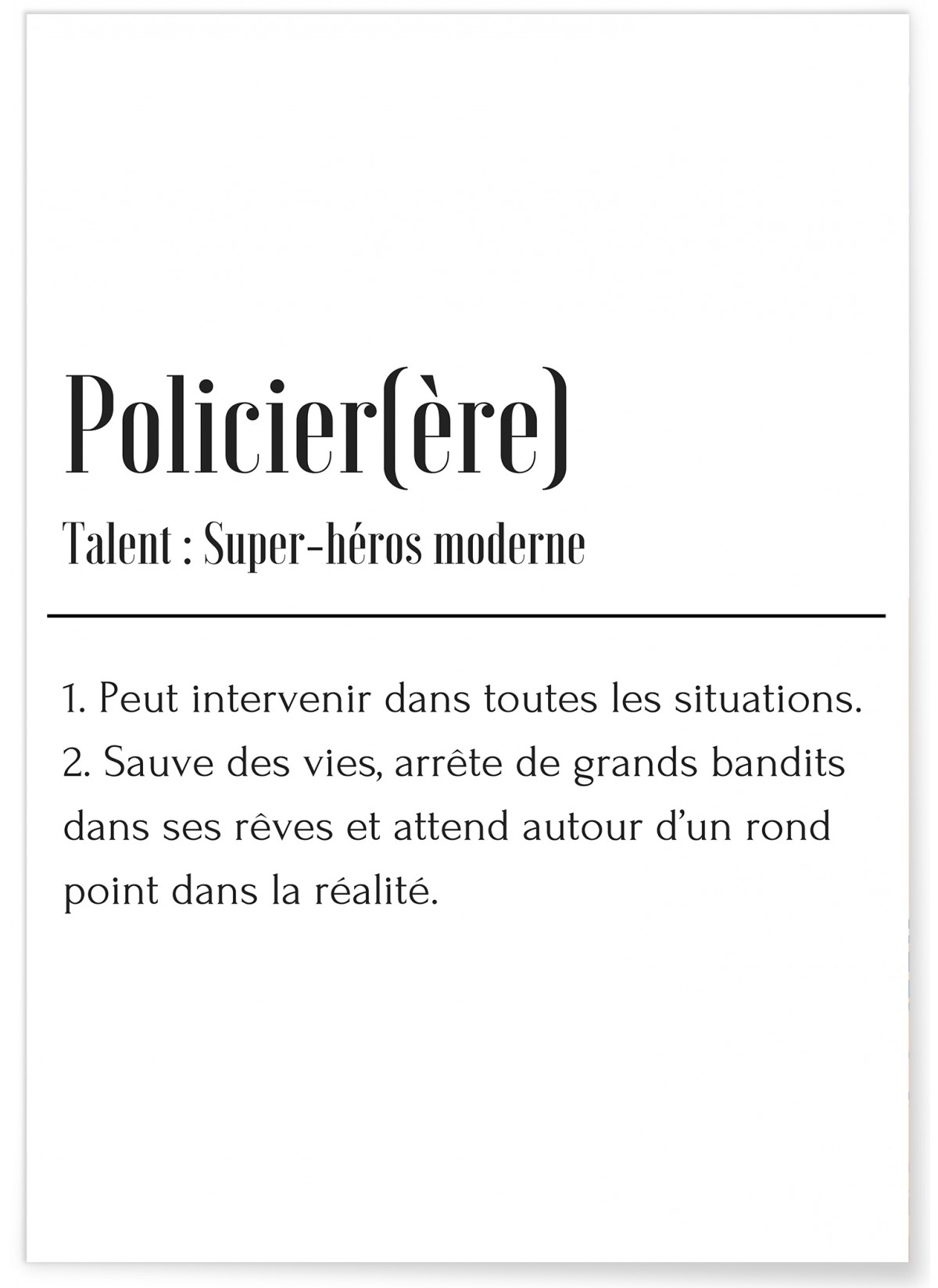 Affiche définition métier Policier | L’Afficherie Affiche définition métier Policier | L’Afficherie