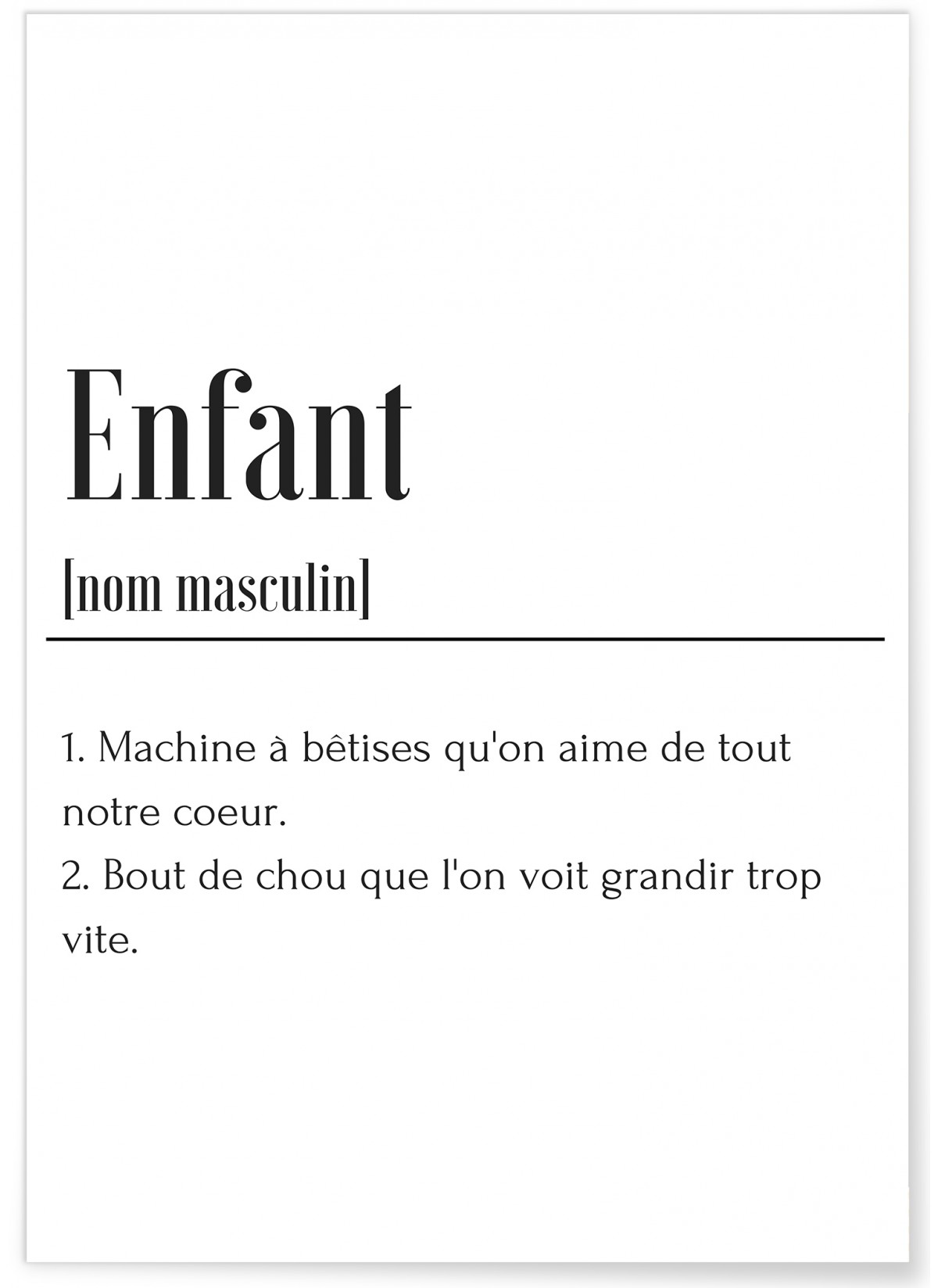 Affiche Définition enfant, une idée de cadeau originale | L’Afficherie