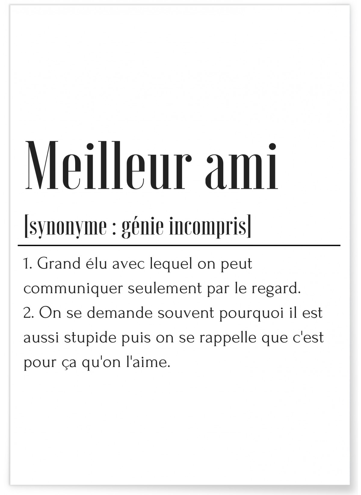 Meilleur Ami, Affiche Définition à offrir à un ami | L’Afficherie