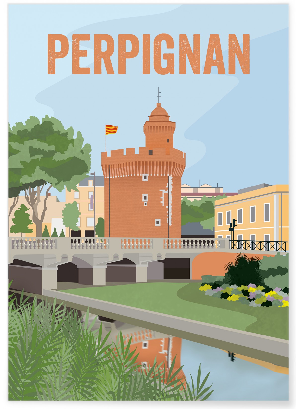 Affiche ville de Perpignan, vintage affiche | L’Afficherie