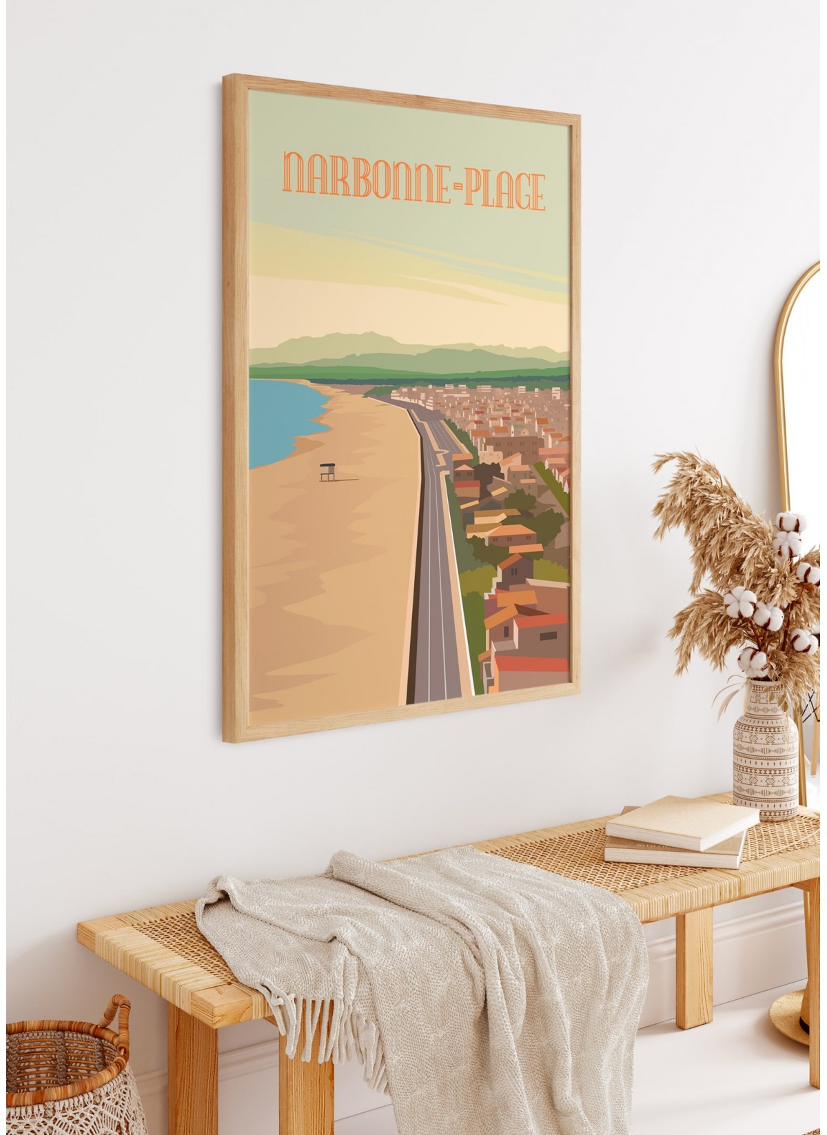 Poster ville Narbonne plage, affiche murale| L’Afficherie