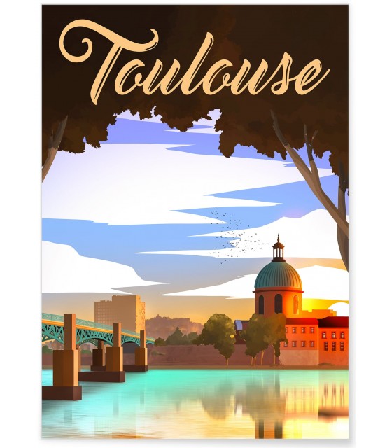 Affiche ville de Toulouse, french travel poster | L’Afficherie