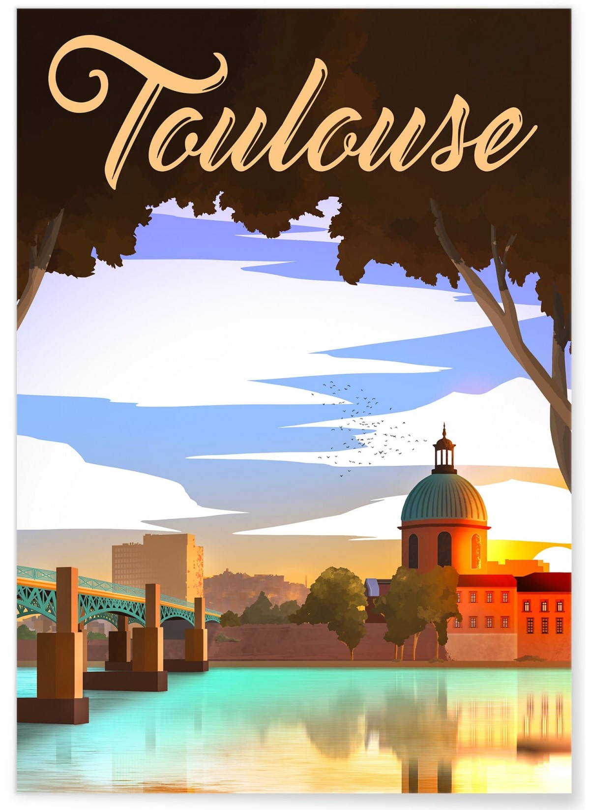 Affiche ville de Toulouse, french travel poster | L’Afficherie