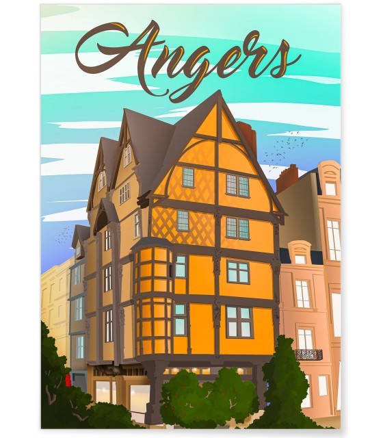 Affiche ville Angers 2, déco murale, illustration | L’Afficherie