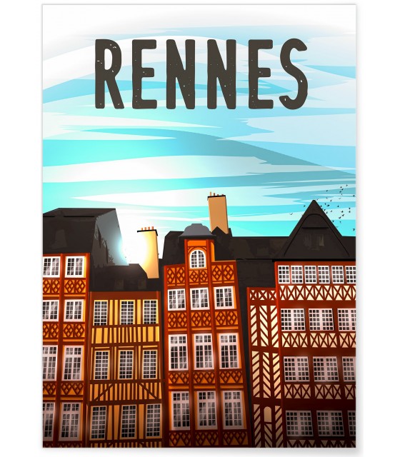 Affiche ville Rennes, travel poster | L’Afficherie