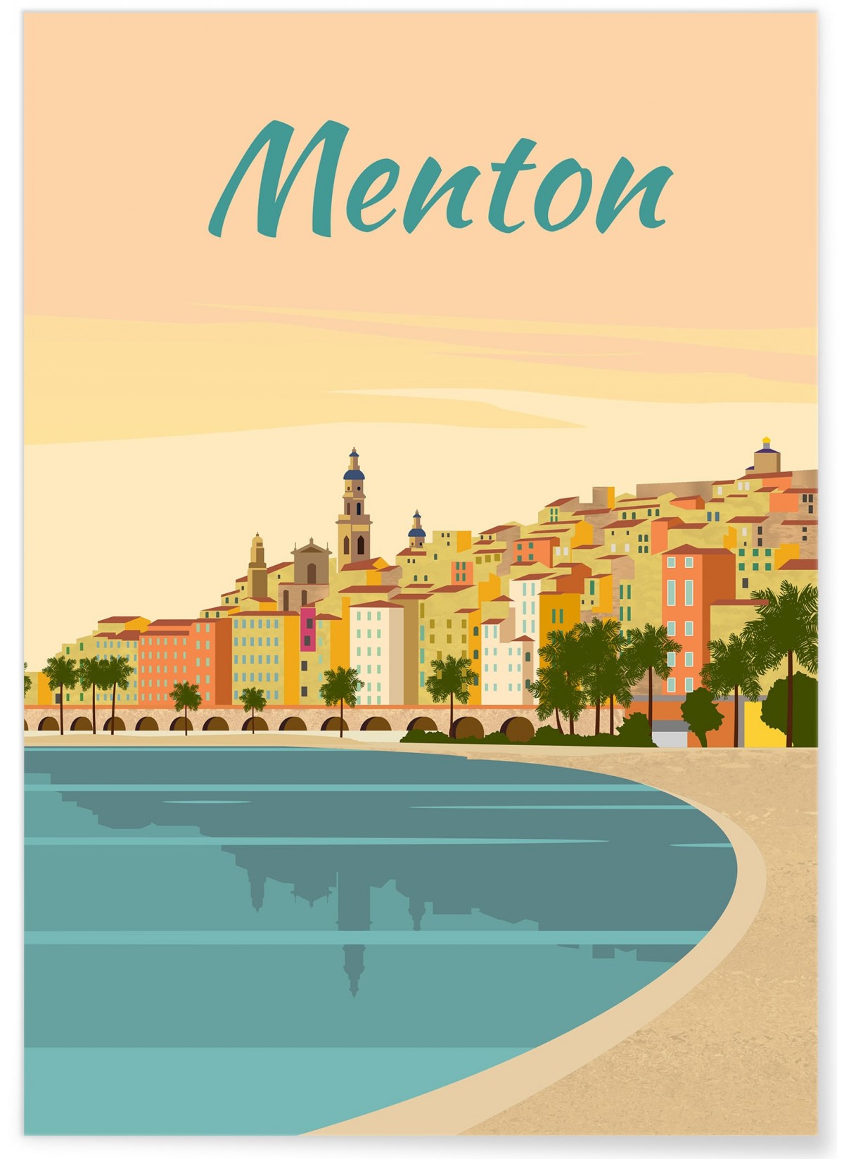 Affiche ville Menton 2, déco mur| L’Afficherie