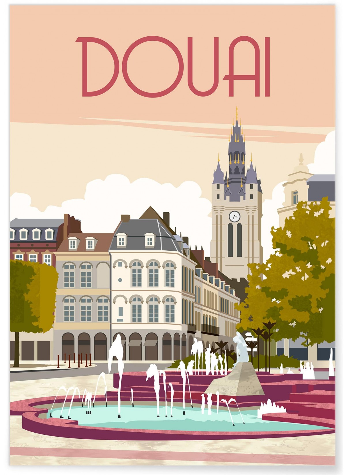 Affiche ville Douai, Art mural, illustration | L’Afficherie