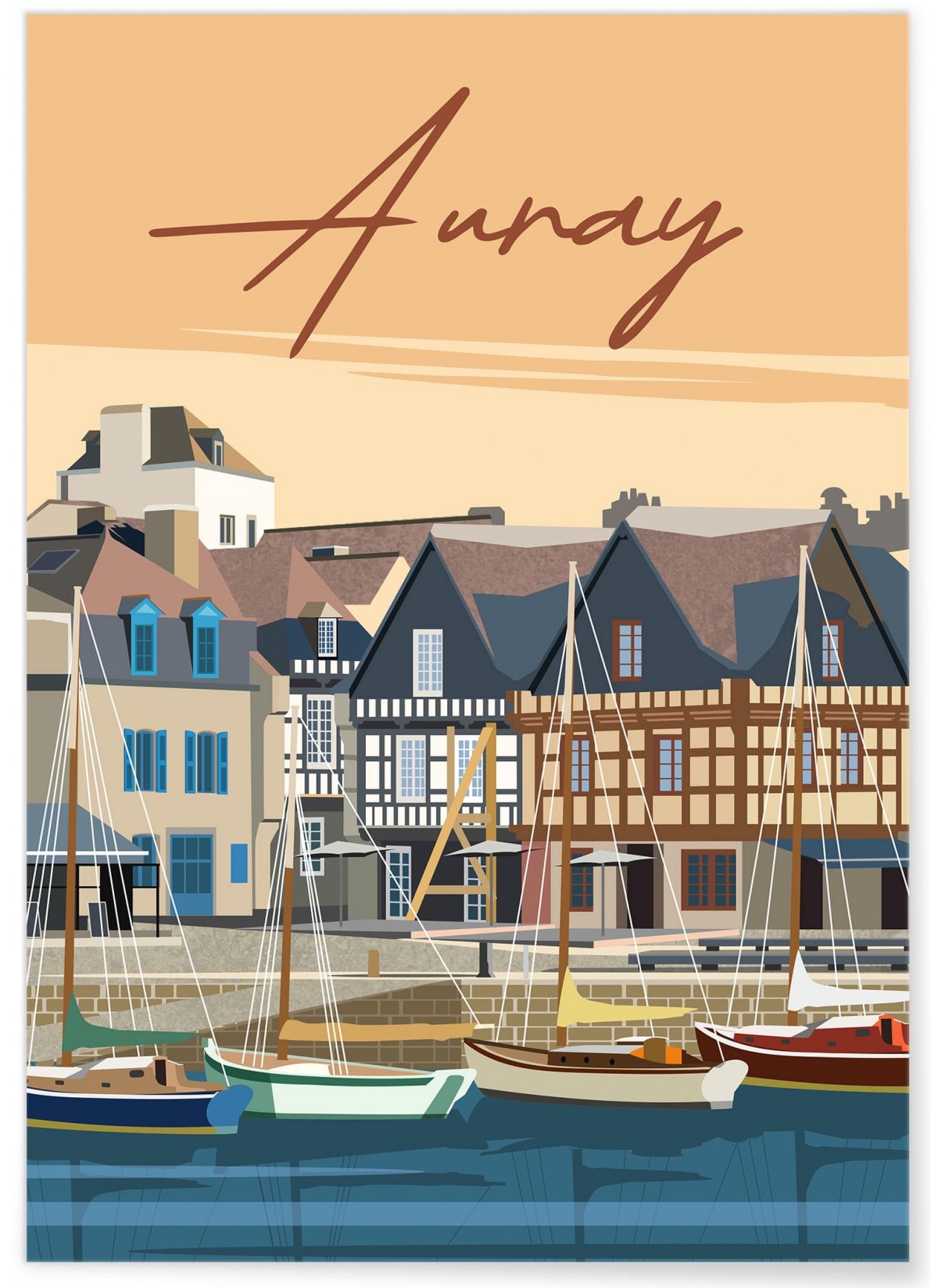 Affiche ville Auray, Art mural, illustration | L’Afficherie