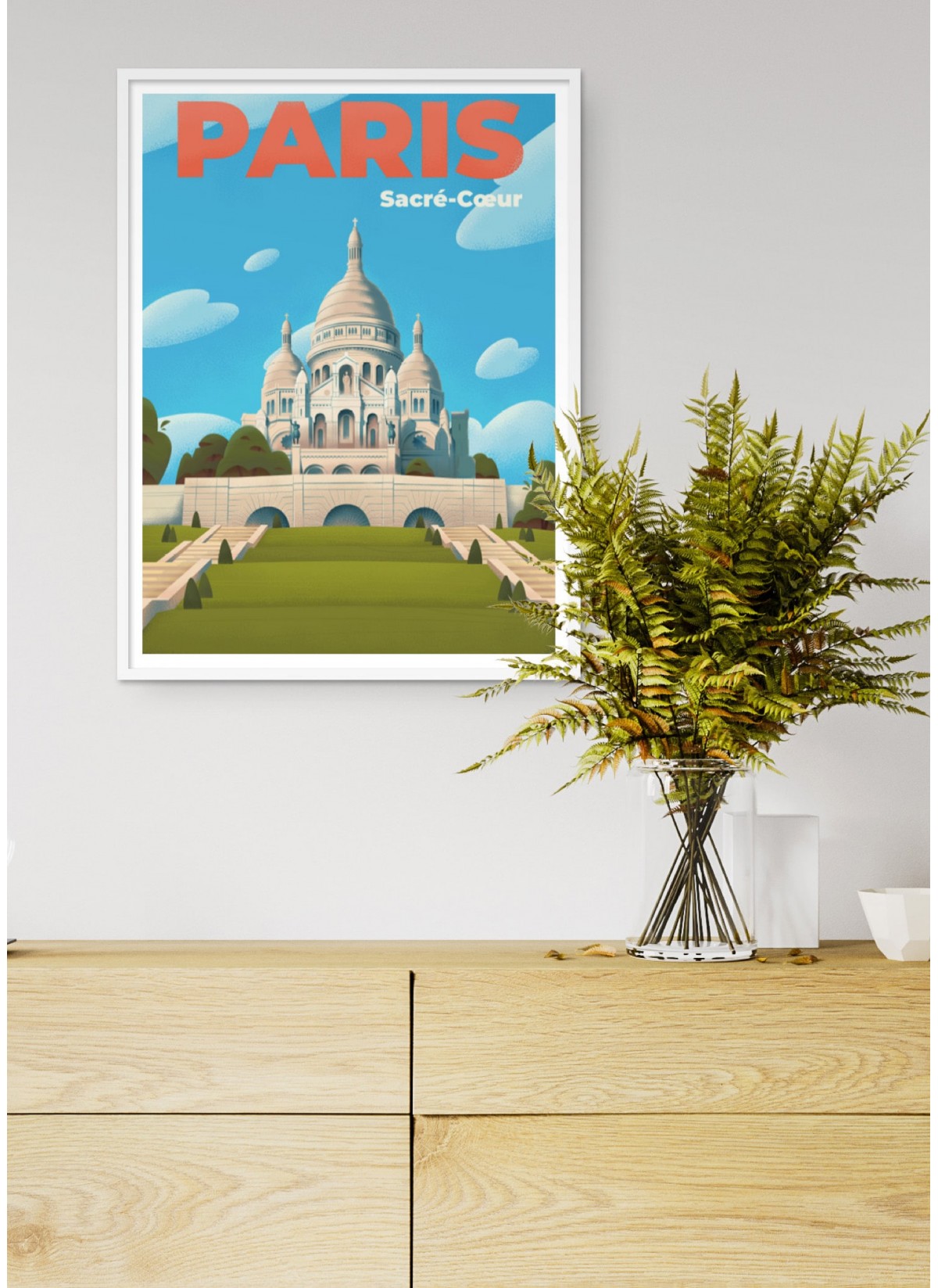 Affiche ville Paris - Sacré Cœur, décoration murale, illustration | L ...