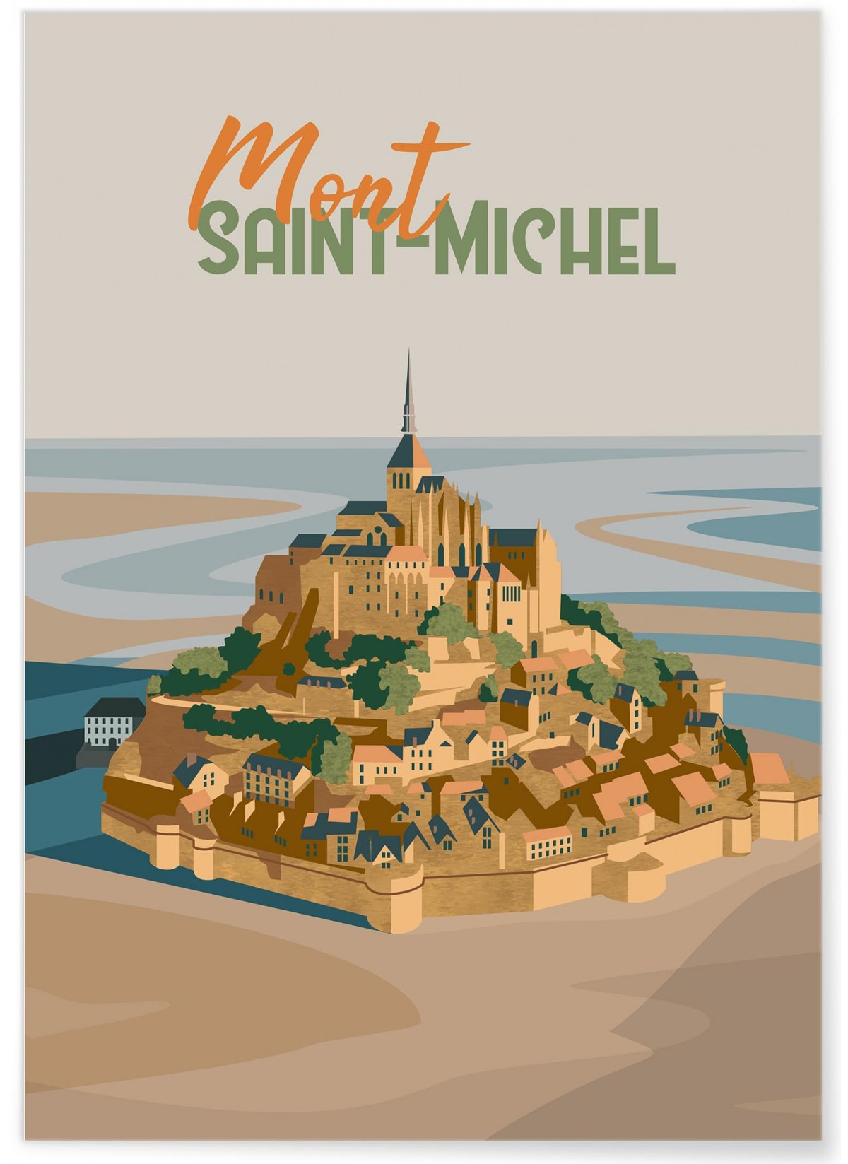Affiche ville Mont Saint-Michel 2, affiche décorative| L’Afficherie