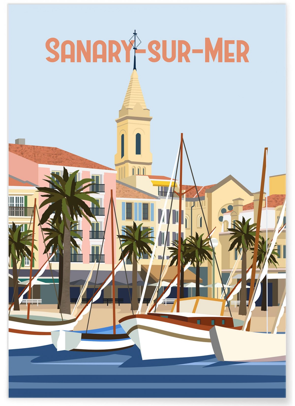 Affiche ville Sanary-sur-Mer, affiche décorative| L’Afficherie