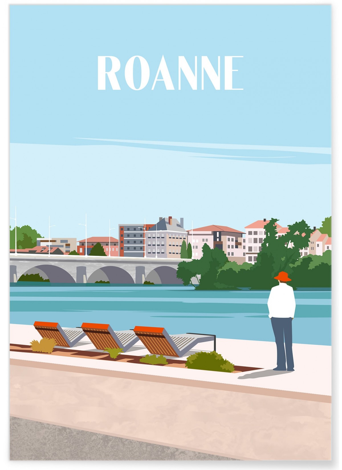 Affiche ville Roanne, poster deco| L’Afficherie