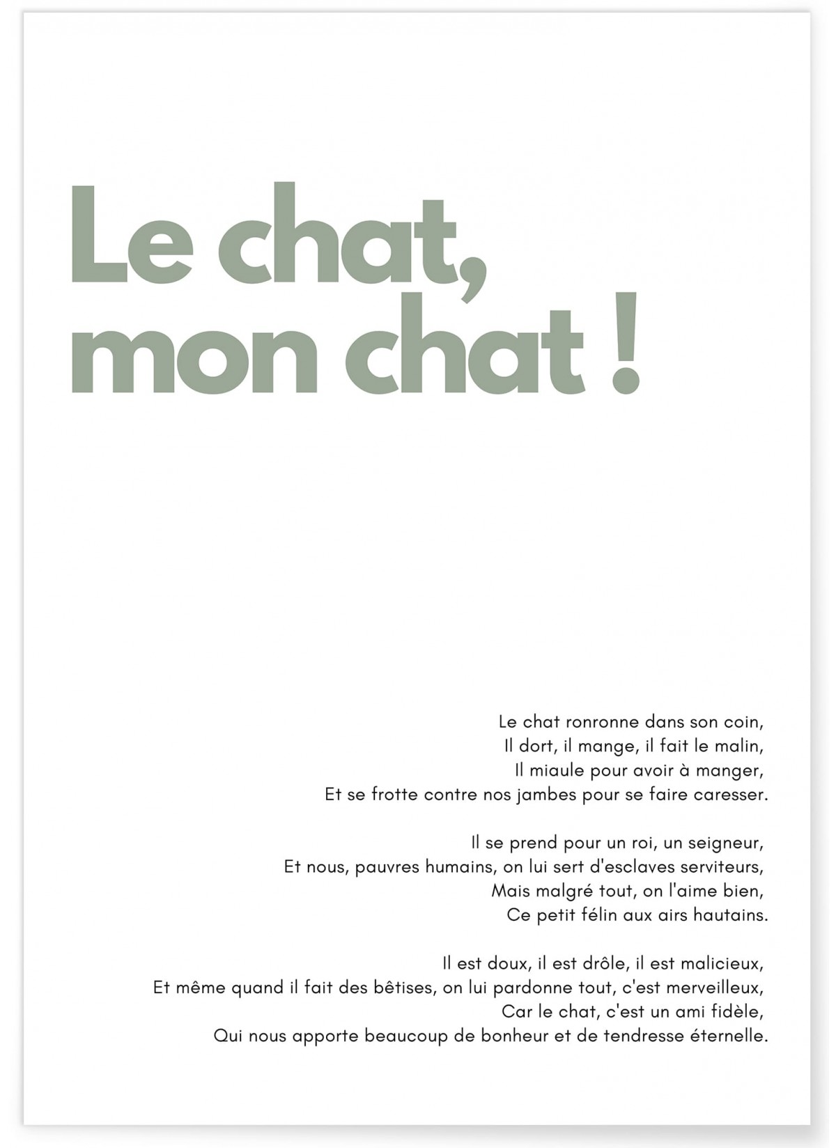 Affiche "Le chat, mon chat !" | L’Afficherie
