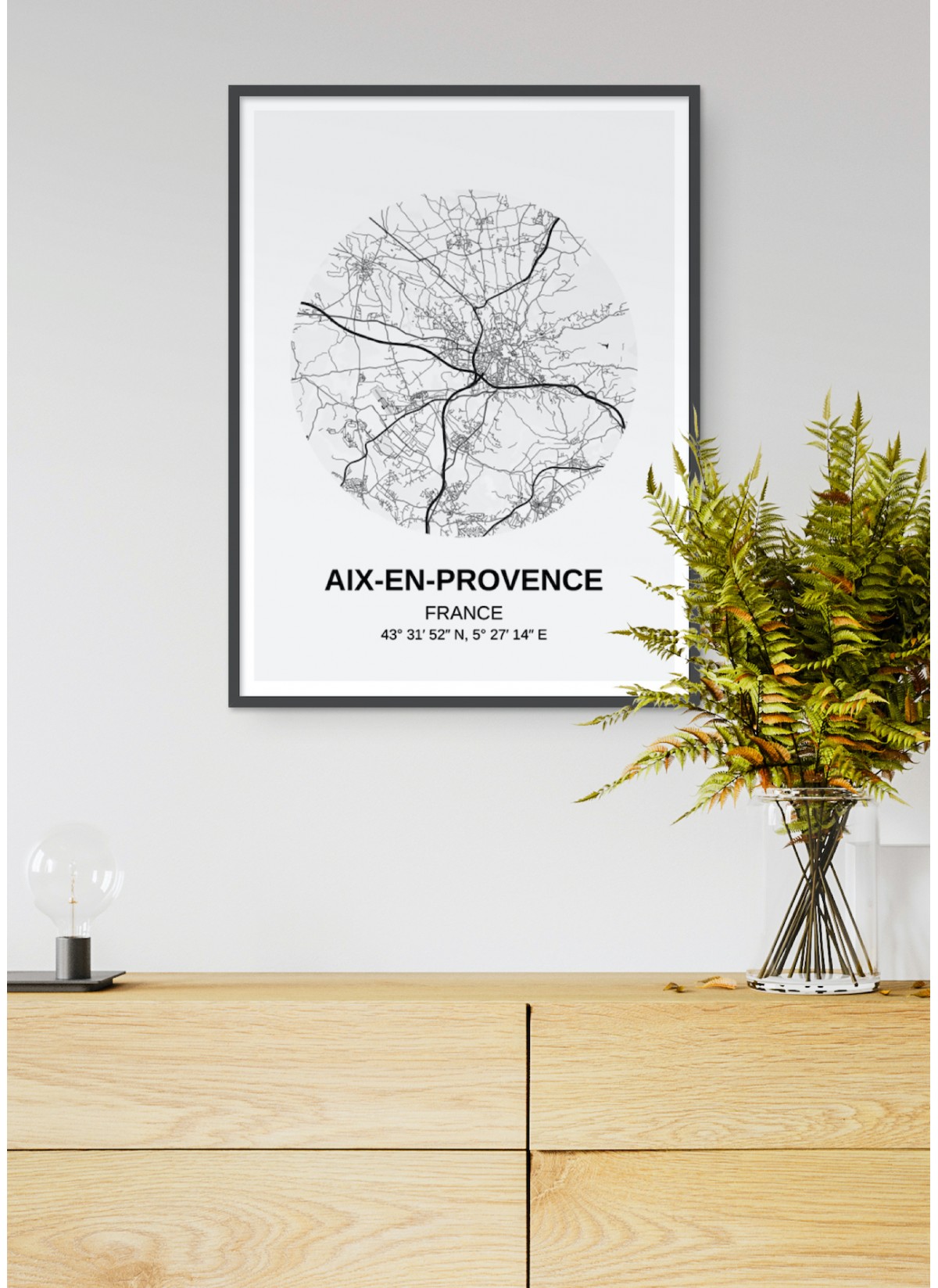 Affiche carte de ville de France, Aix-en-Provence | L’Afficherie