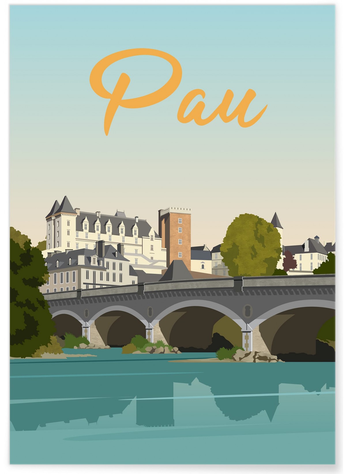 Affiche ville Pau 2, déco murale, illustration | L’Afficherie