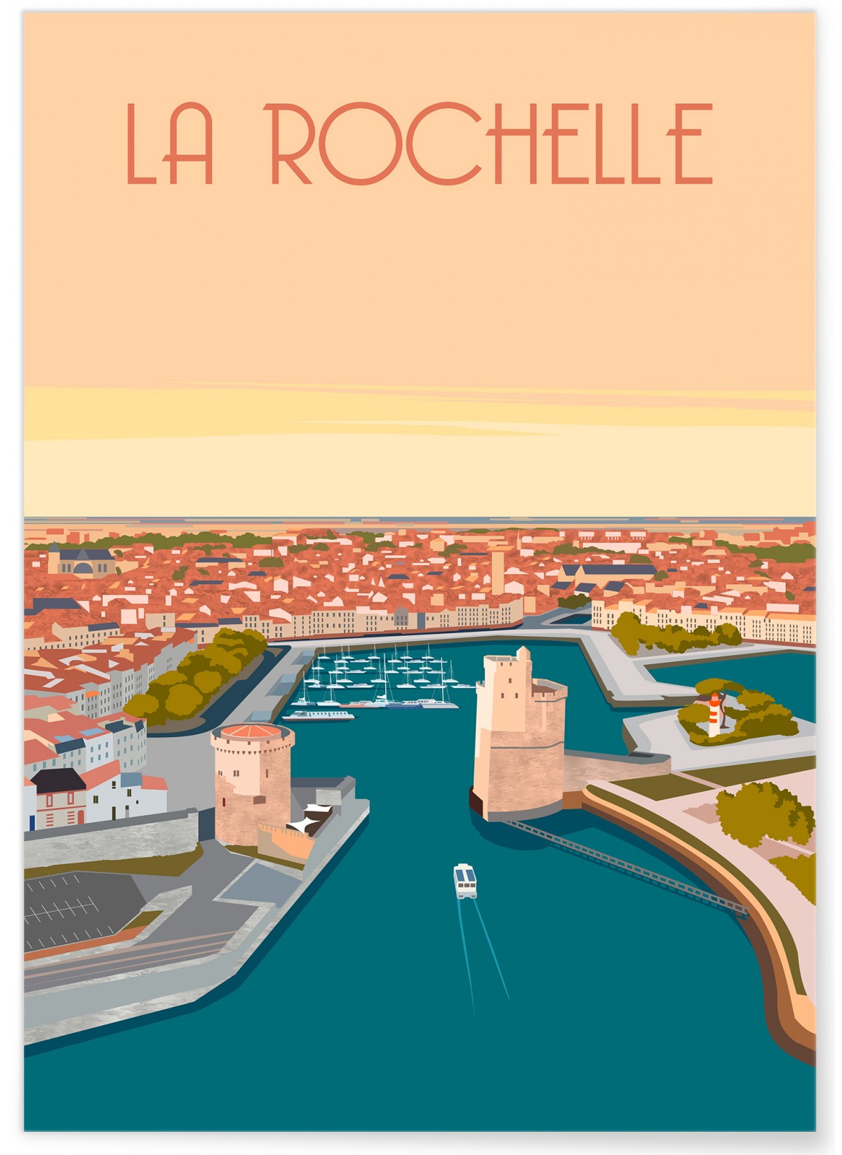 Affiche ville La Rochelle 4, déco murale, illustration | L’Afficherie