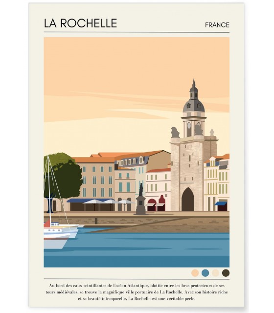 Affiche ville La Rochelle Vintage, déco murale | L’Afficherie