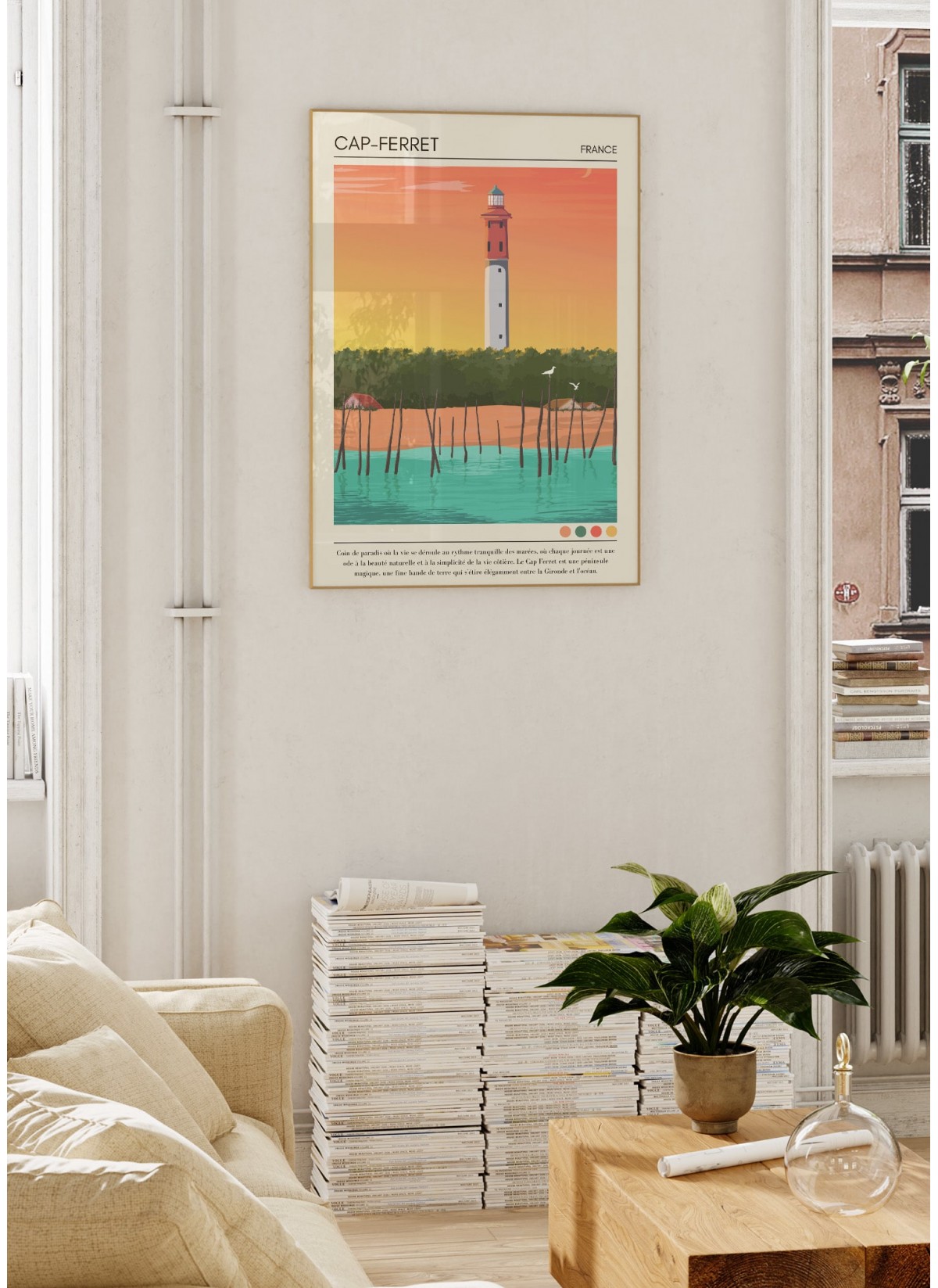 Affiche ville Cap-Ferret Vintage, décoration murale | L’Afficherie