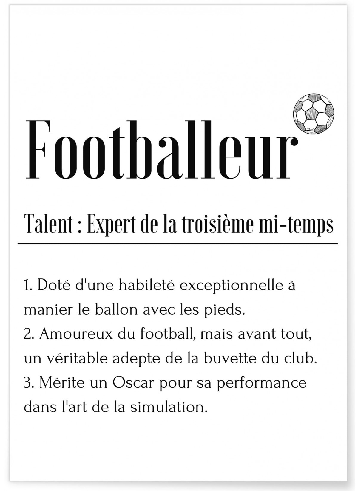 Affiche Définition Footballeur, décoration murale | L’Afficherie