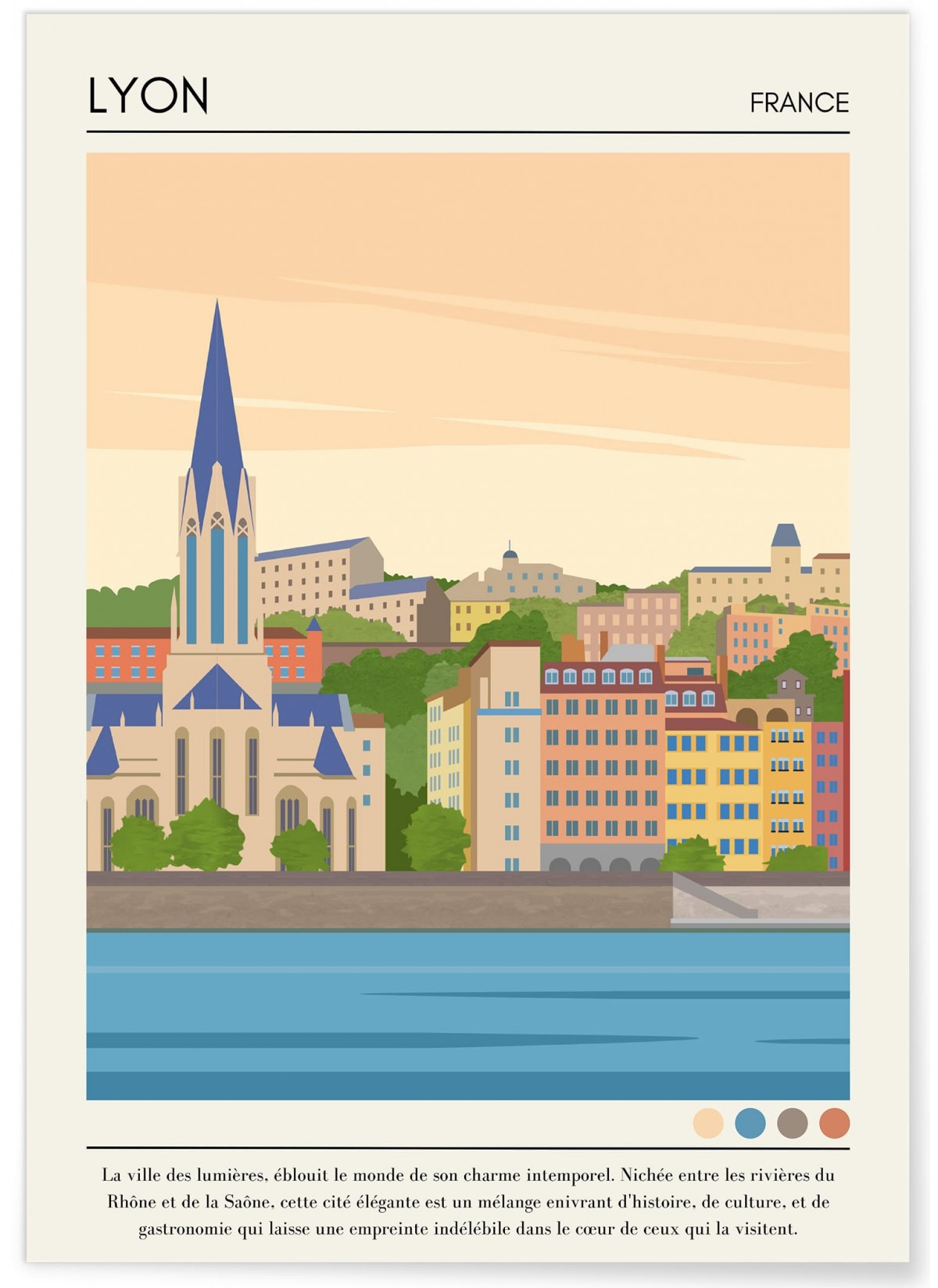 Affiche ville Lyon Vintage, déco originale | L’Afficherie