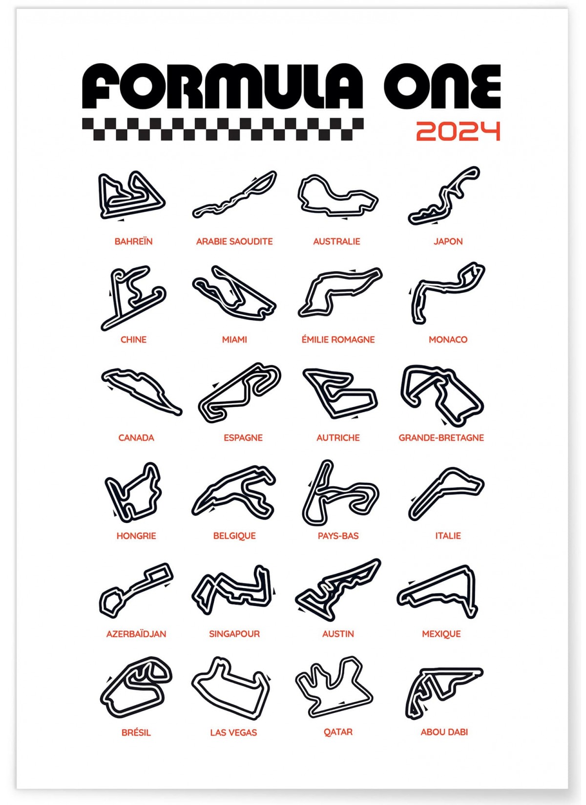 Affiche Circuits F1 2024, idée déco originale | L’Afficherie