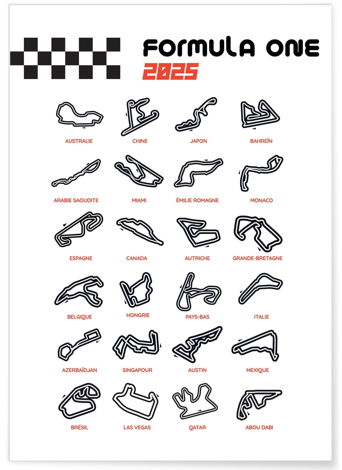 Affiche Circuits F1 2025, idée déco originale | L’Afficherie