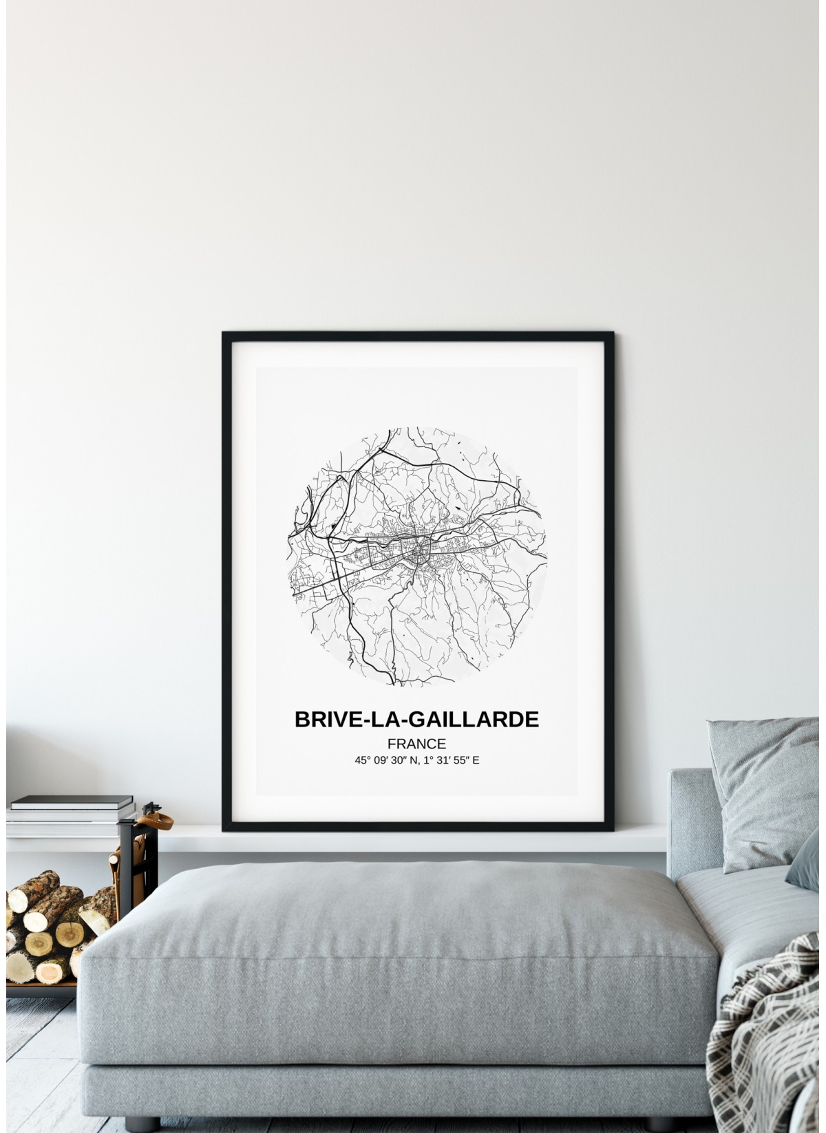 Affiche carte de ville de France, Brive-la-Gaillarde | L’Afficherie