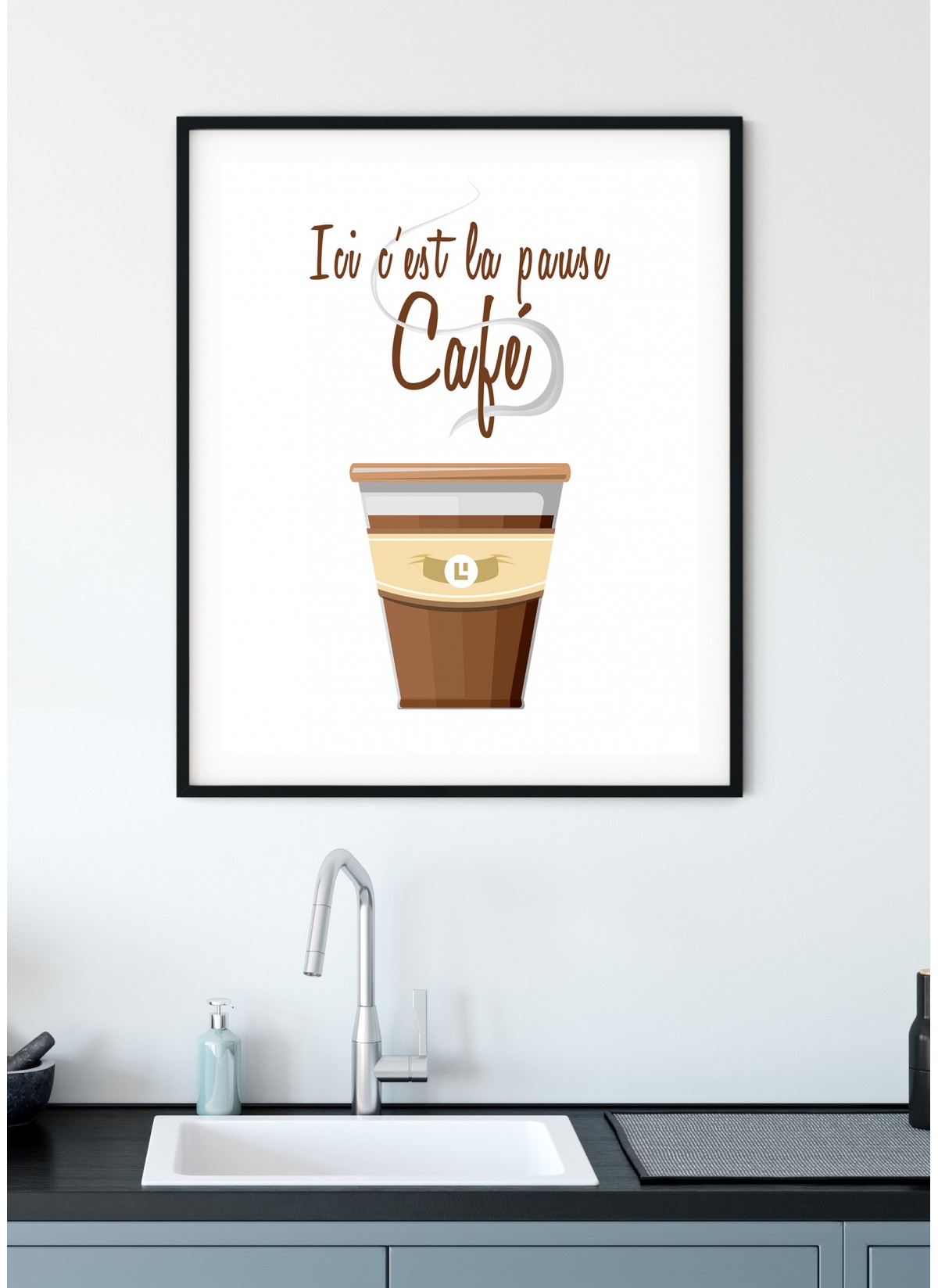 Affiche "Ici c'est la pause café", Affiches Drôles à offrir | L’Afficherie