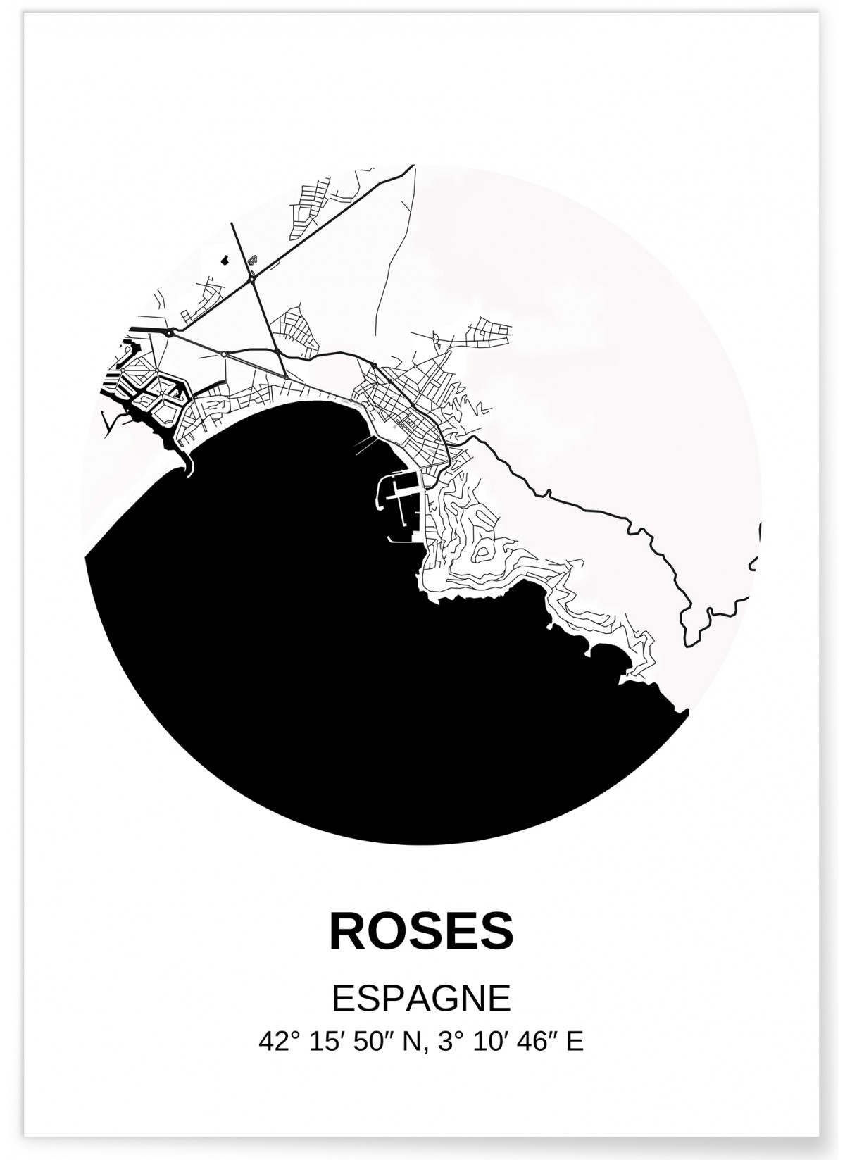Carte Roses, Poster Ville à afficher dans le salon | L’Afficherie