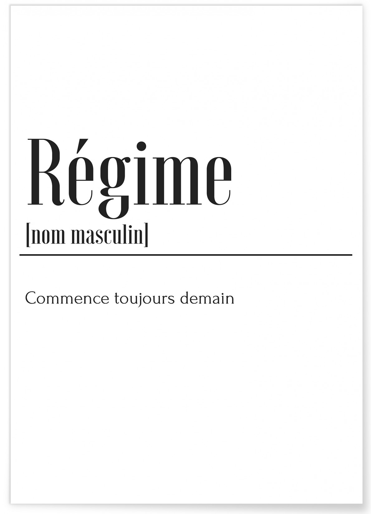 Affiche Définition Régime, idéal pour décorer votre cuisine | L’Afficherie