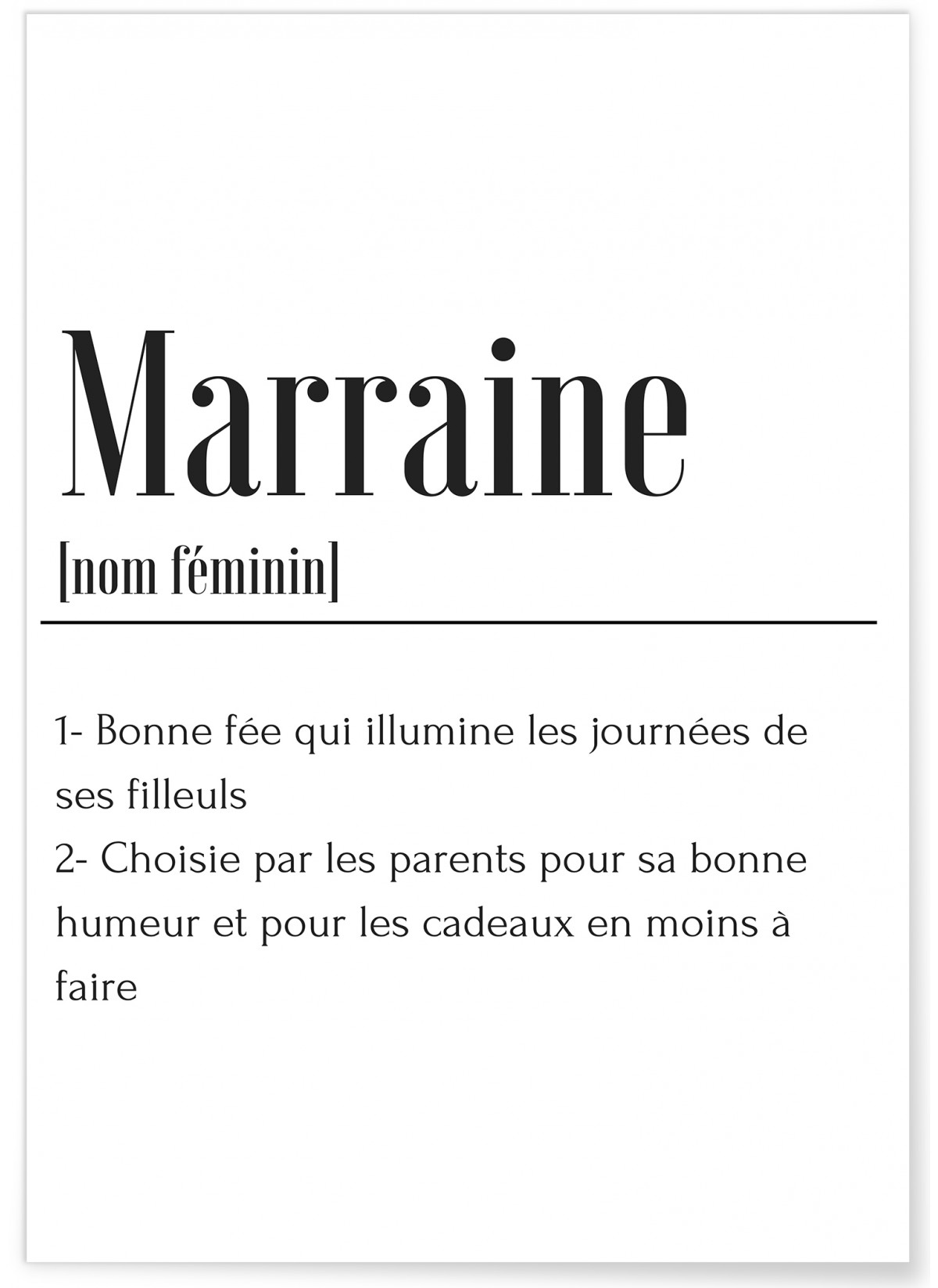 Affiche Définition Marraine | L’Afficherie