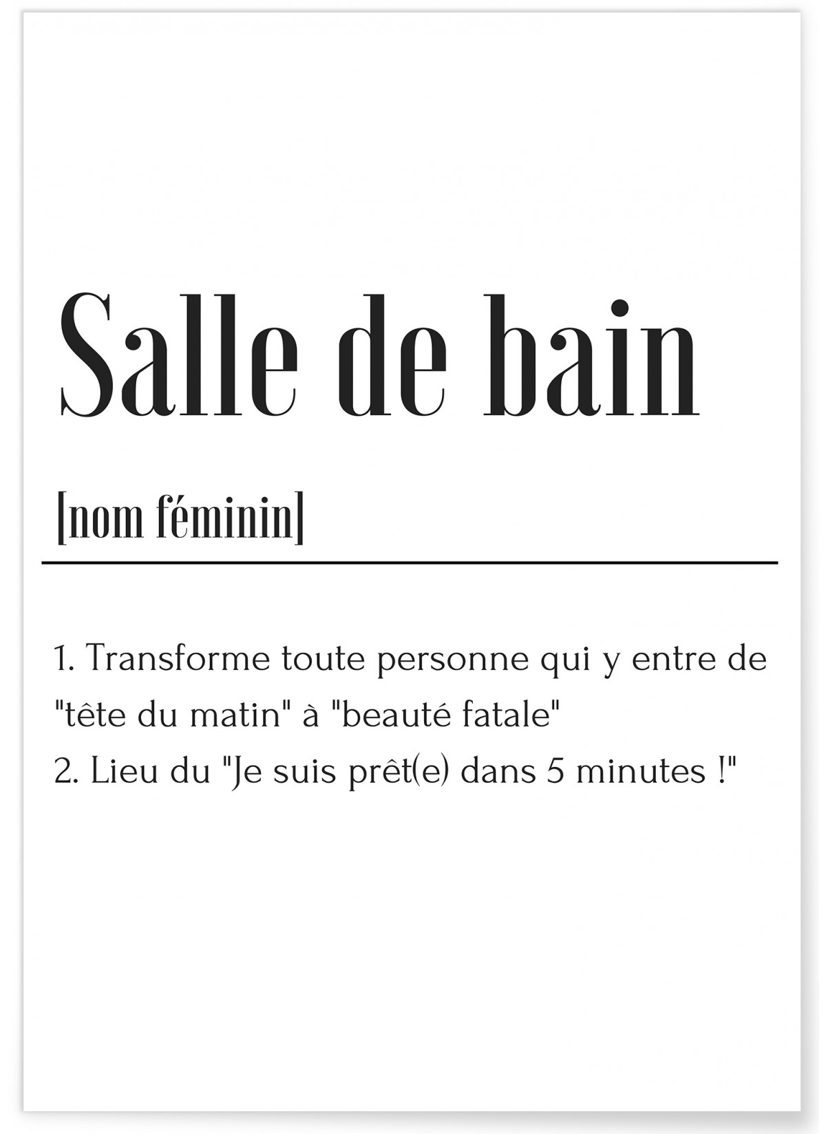 Affiche Définition Salle de bain, idéal pour votre décoration murale ...