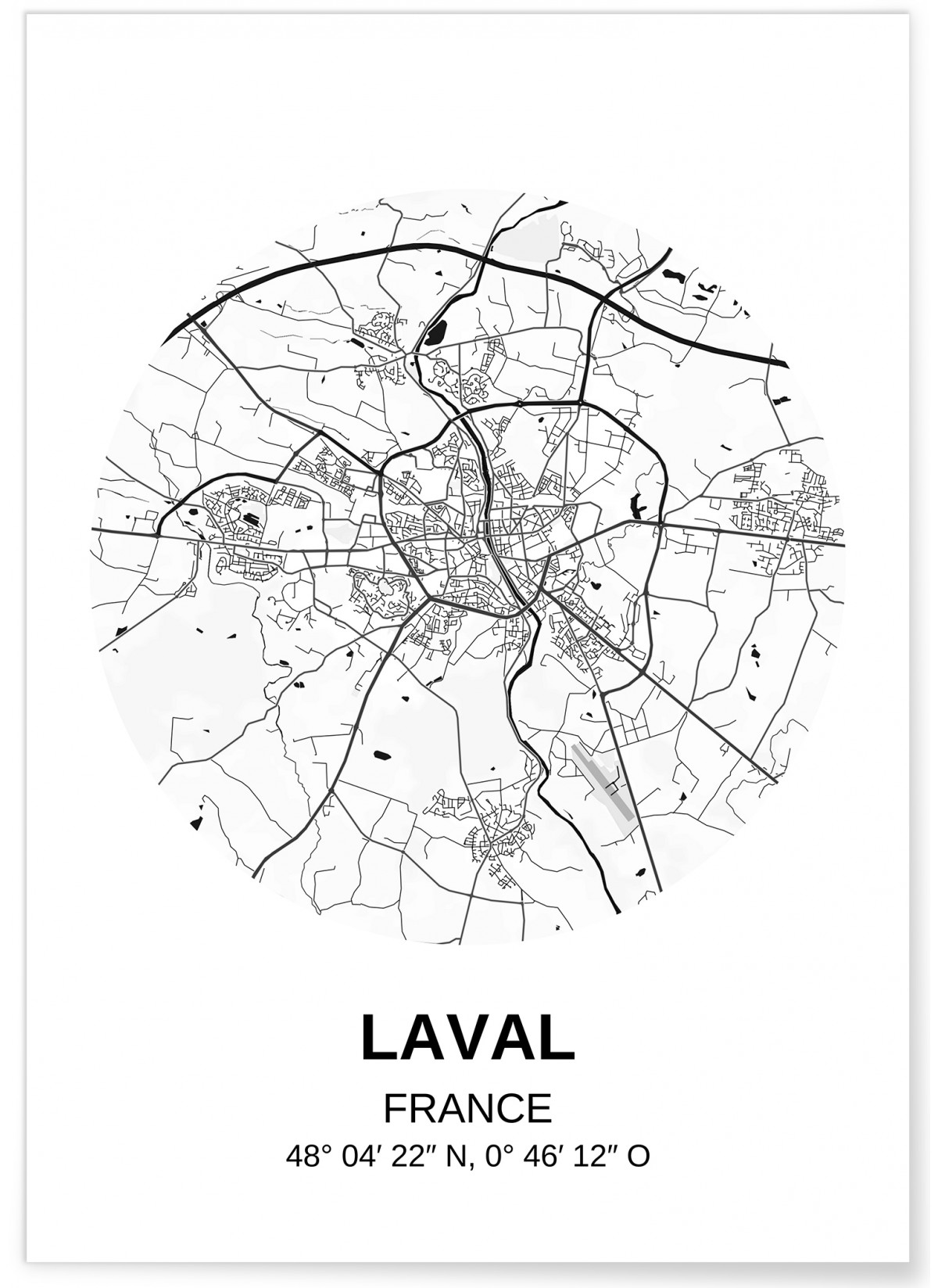 Affiche carte de ville de France, Laval | L’Afficherie
