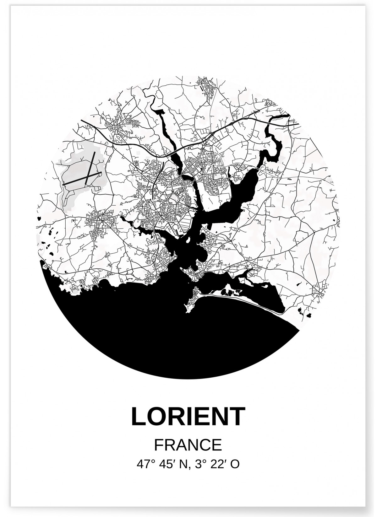 Affiche carte de ville de France, Lorient | L’Afficherie