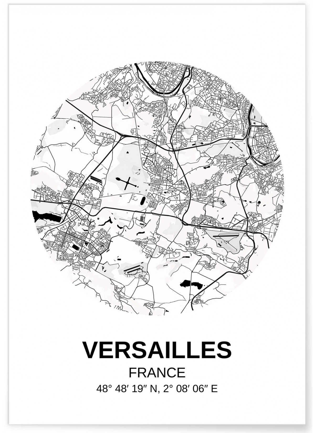 Affiche carte de ville de France, Versailles | L’Afficherie