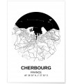 Carte Cherbourg, Affiche Ville à afficher dans le salon | L’Afficherie