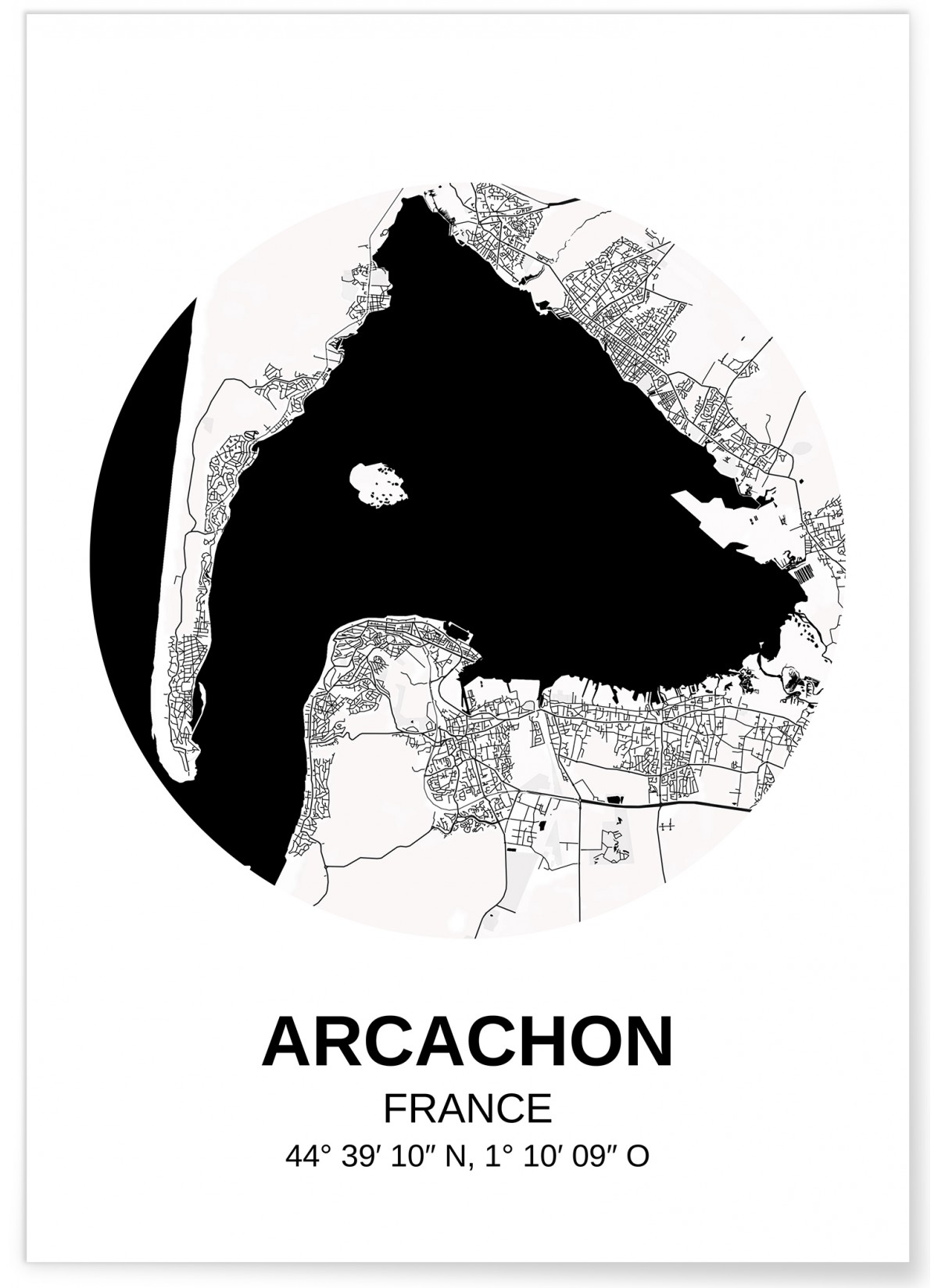 Affiche carte de ville de France, Arcachon | L’Afficherie