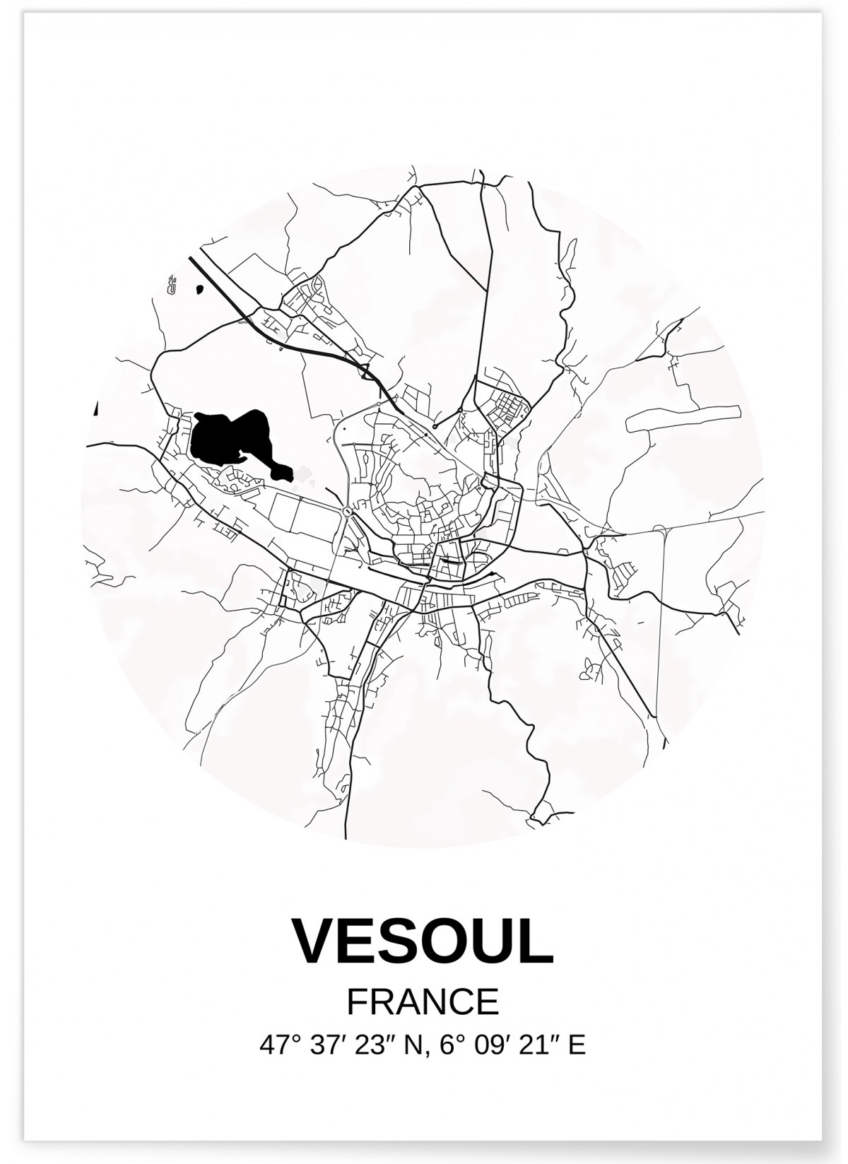 Carte Vesoul, Affiche Ville à afficher dans le salon | L’Afficherie