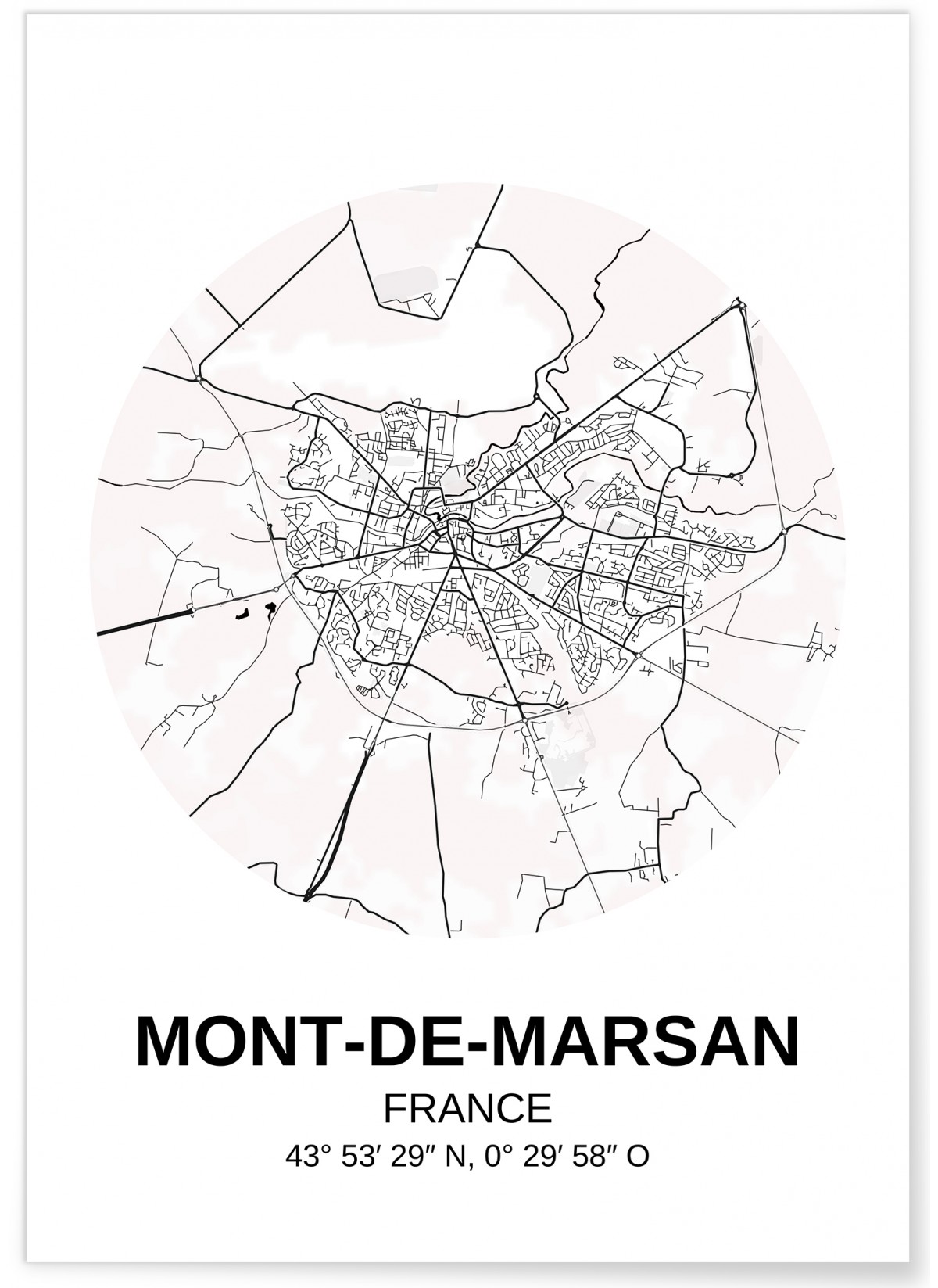 Affiche carte de ville de France, Mont-de-Marsan | L’Afficherie Affiche carte de ville de France, Mont-de-Marsan | L’Afficherie